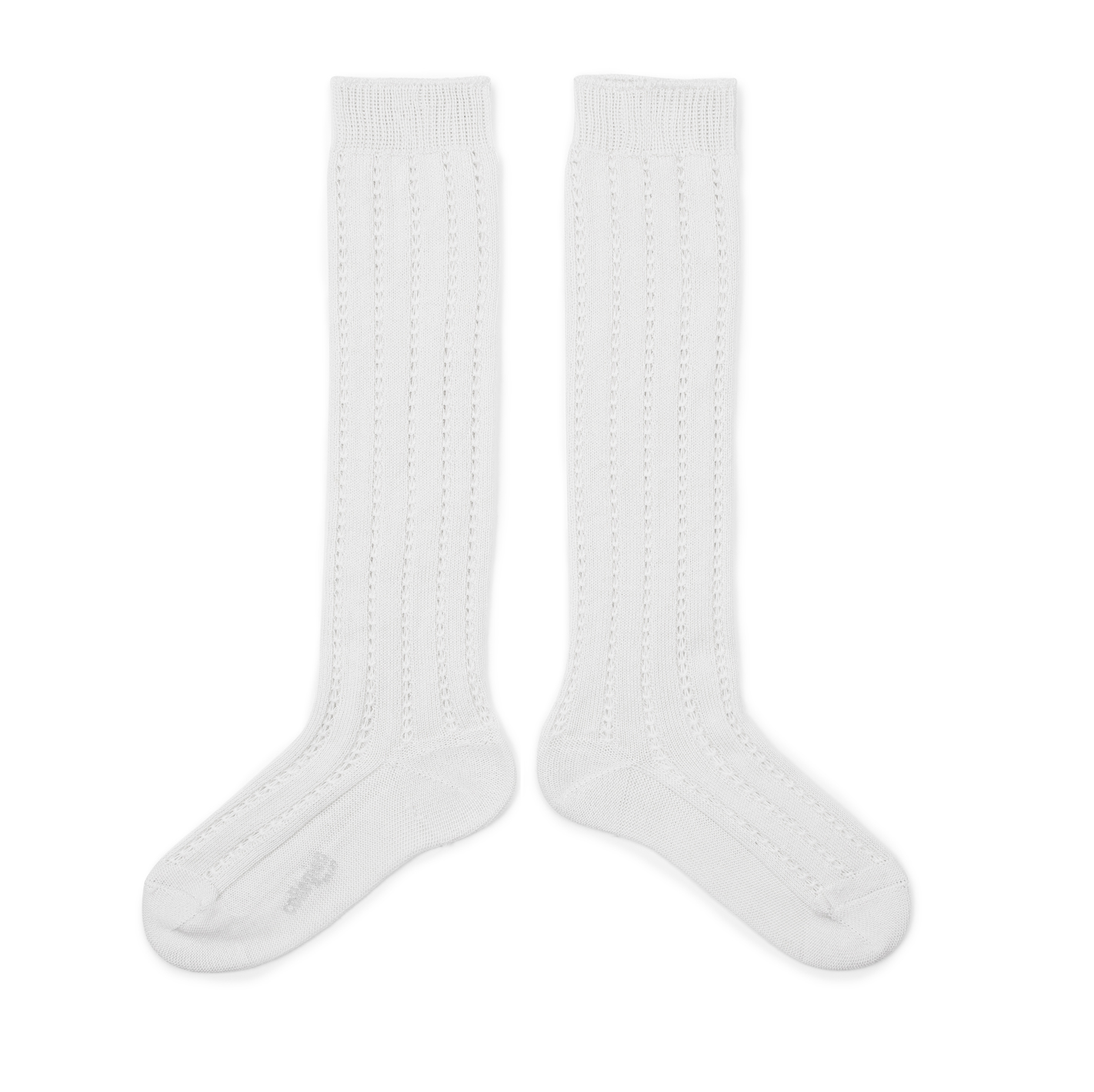 Léonie - Lightweight Openwork Knee-high Socks - Blanc Neige
