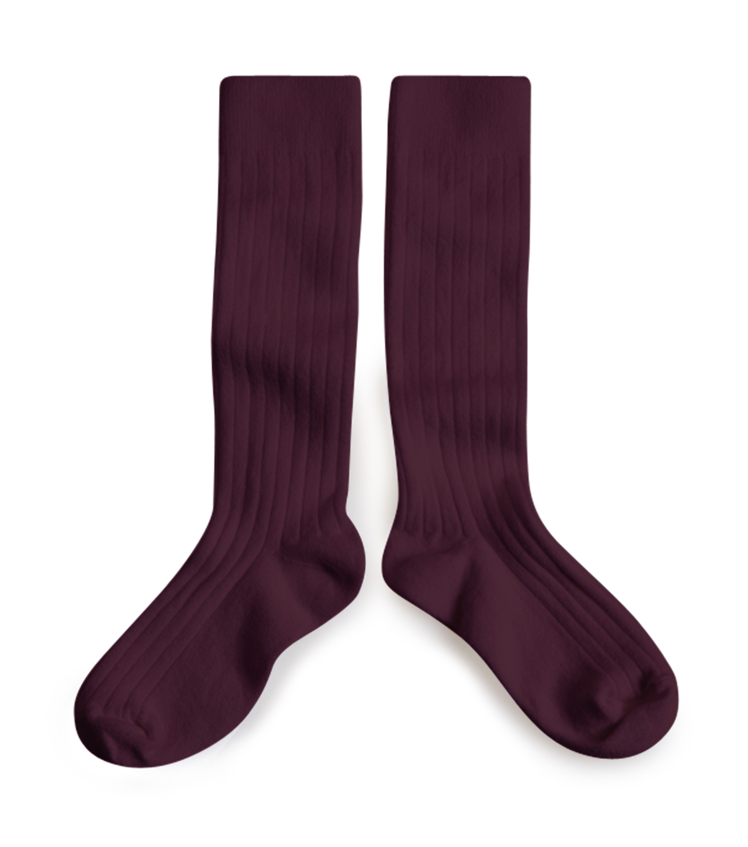 La Haute - Ribbed Knee-high Socks - Aubergine