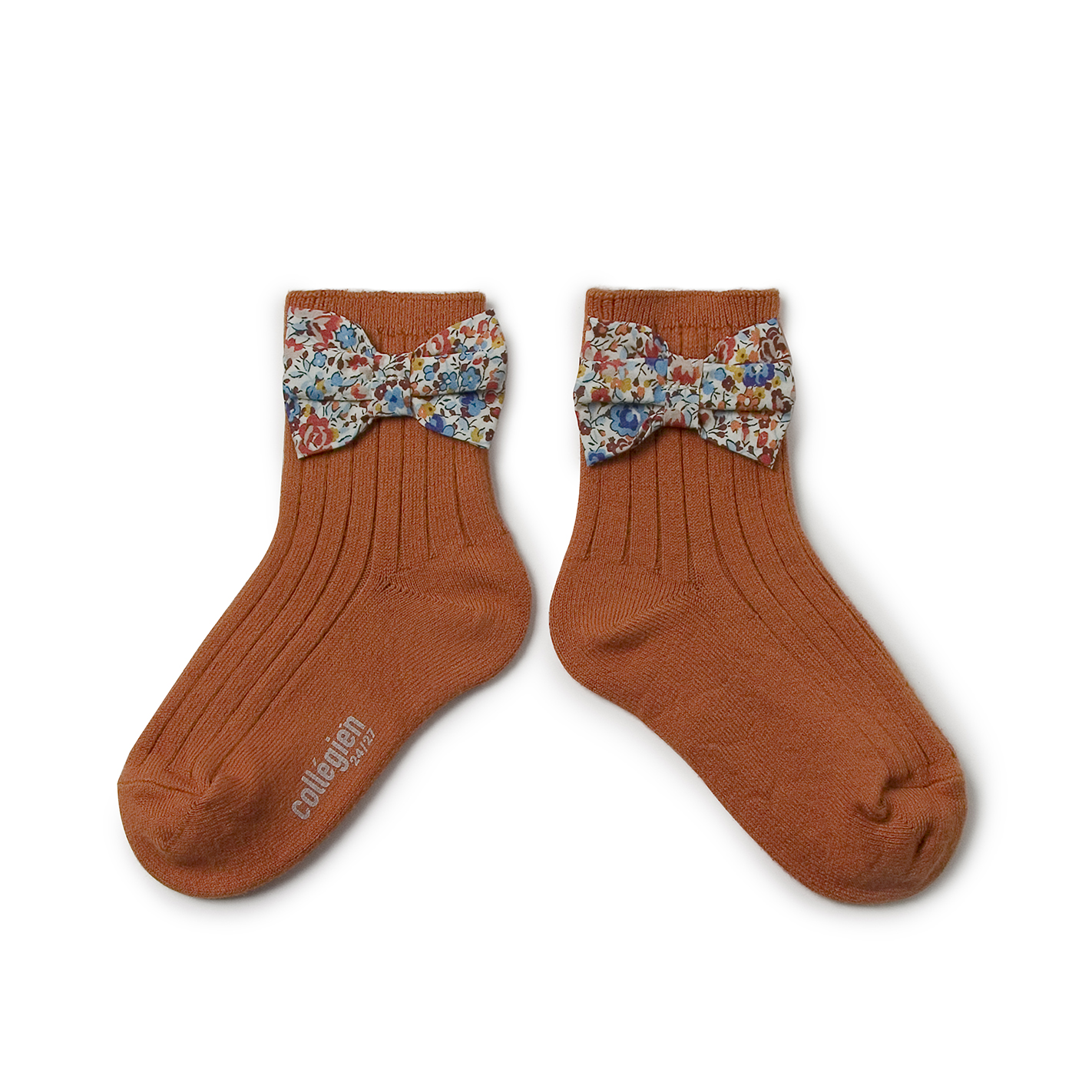 Béatrice - Ribbed Ankle Socks with Liberty Bow - Pain d'Epice