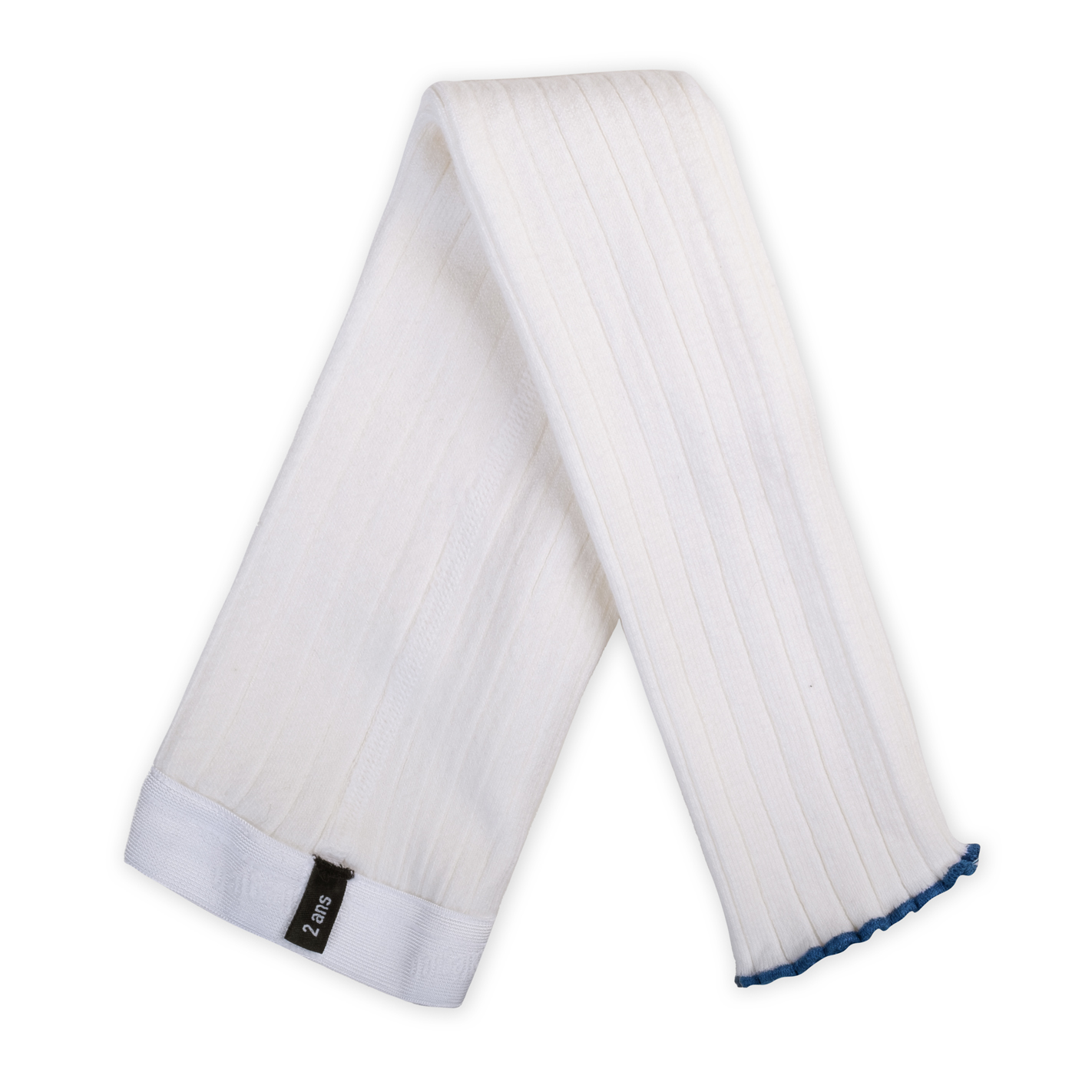 Séverine - Lettuce-trim Ribbed Footless Tights - Blanc Neige