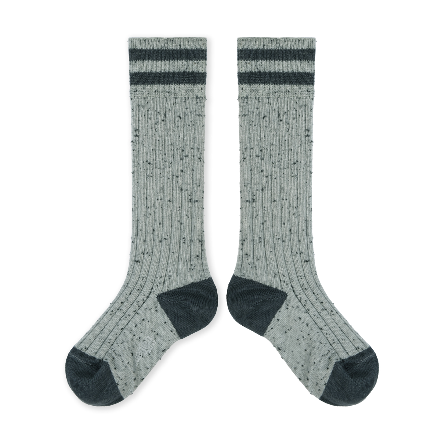 Noa - Ribbed Nepp-Yarn Varsity Knee-high Socks - Aigue Marine