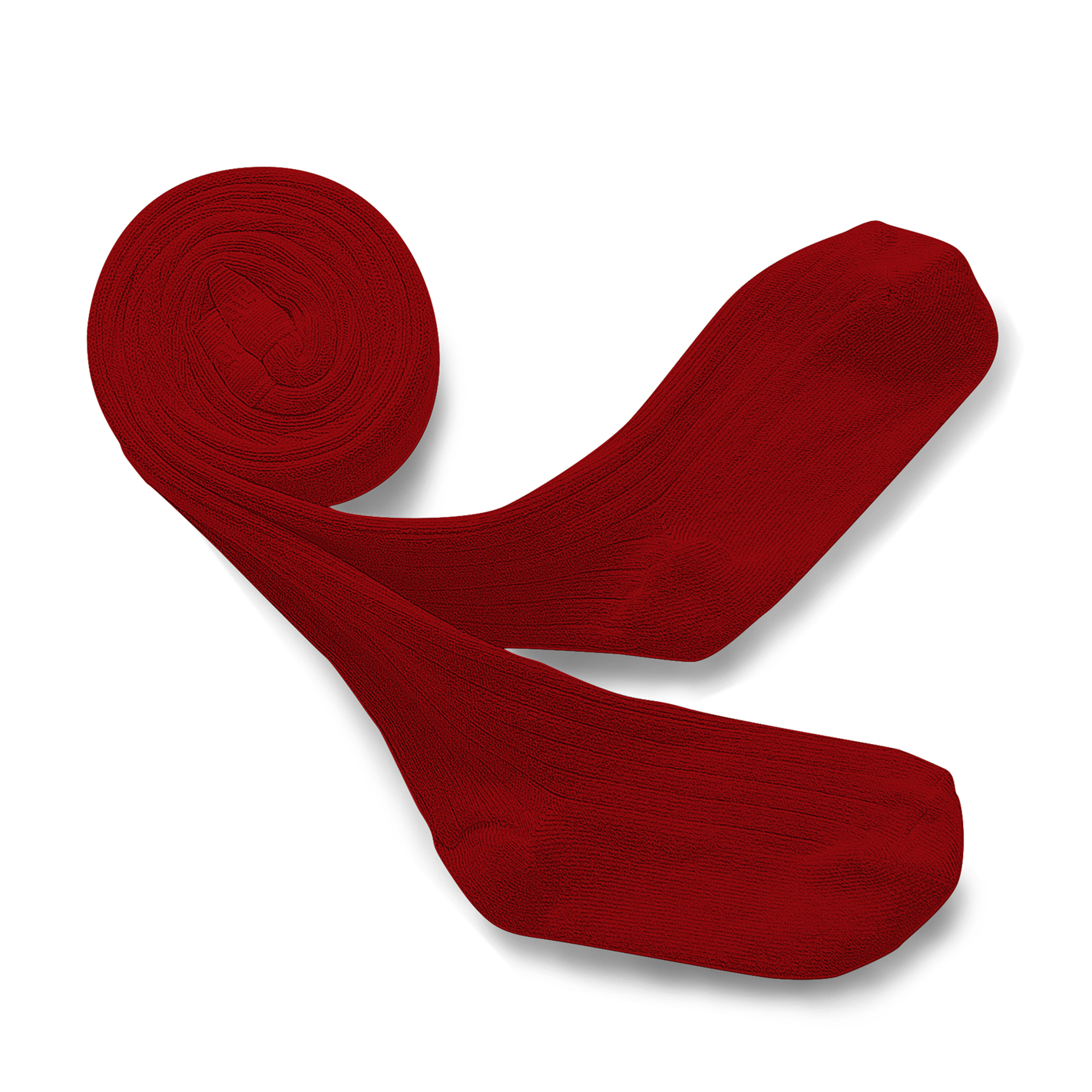 Louise - Ribbed Tights - Rouge Carmin